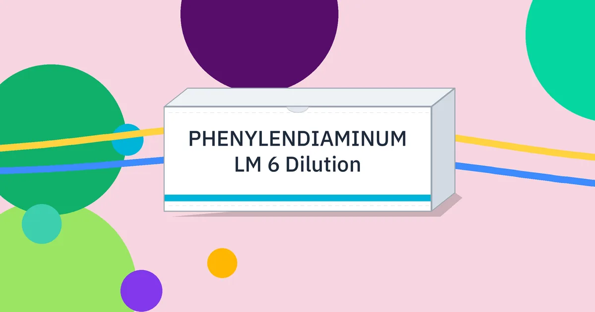 Symbolbild: Packung mit der Aufschrift PHENYLENDIAMINUM LM 6 Dilution (PZN 13638253) – Verfügbarkeit und Bezug in Apotheken in Frankfurt am Main