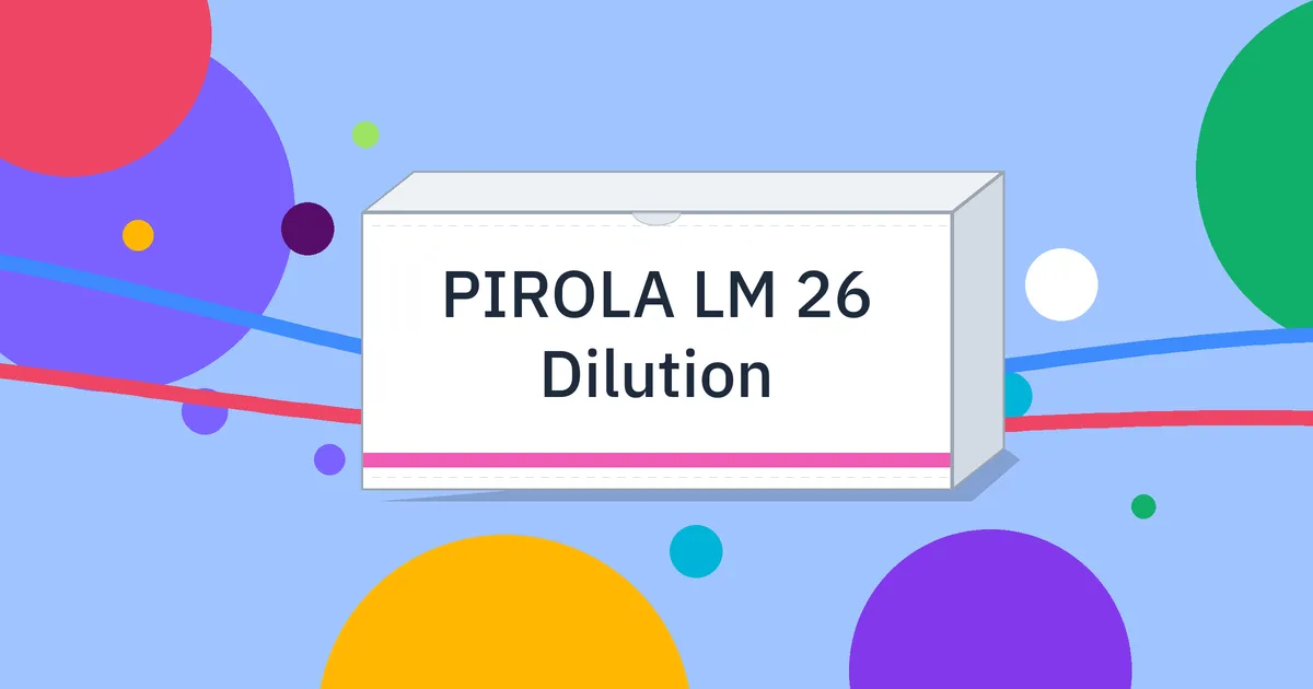 Symbolbild: Packung mit der Aufschrift PIROLA LM 26 Dilution (PZN 13645454) – Verfügbarkeit und Bezug in Apotheken in Frankfurt am Main
