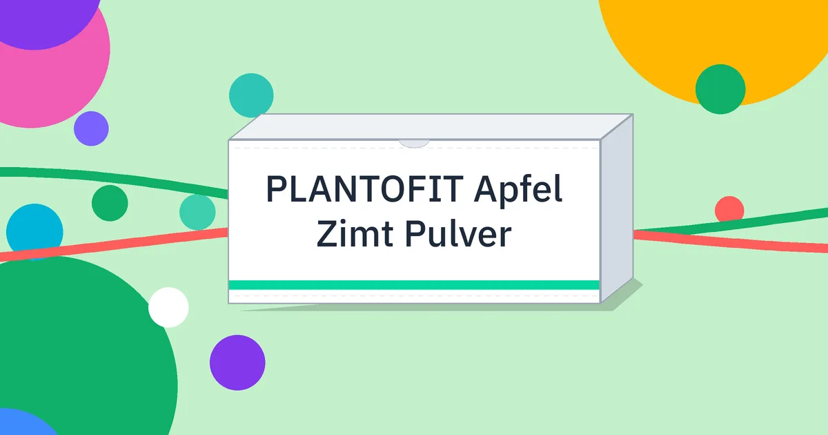 Symbolbild: Packung mit der Aufschrift PLANTOFIT Apfel Zimt Pulver (PZN 06802545) – Verfügbarkeit und Bezug in Apotheken in Frankfurt am Main