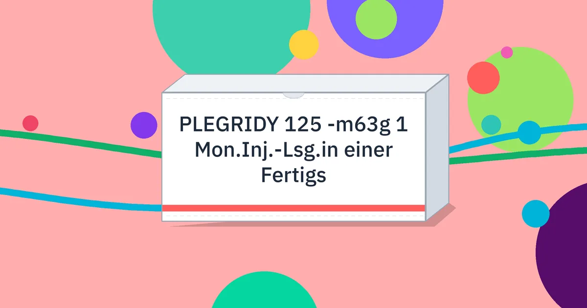 Symbolbild: Packung mit der Aufschrift PLEGRIDY 125 -m63g 1 Mon.Inj.-Lsg.in einer Fertigs (PZN 15190762) – Verfügbarkeit und Bezug in Apotheken in Frankfurt am Main