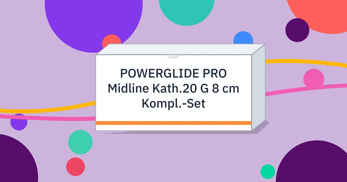 Symbolbild: Packung mit der Aufschrift POWERGLIDE PRO Midline Kath.20 G 8 cm Kompl.-Set (PZN 17151186) – Verfügbarkeit und Bezug in Apotheken in Frankfurt am Main