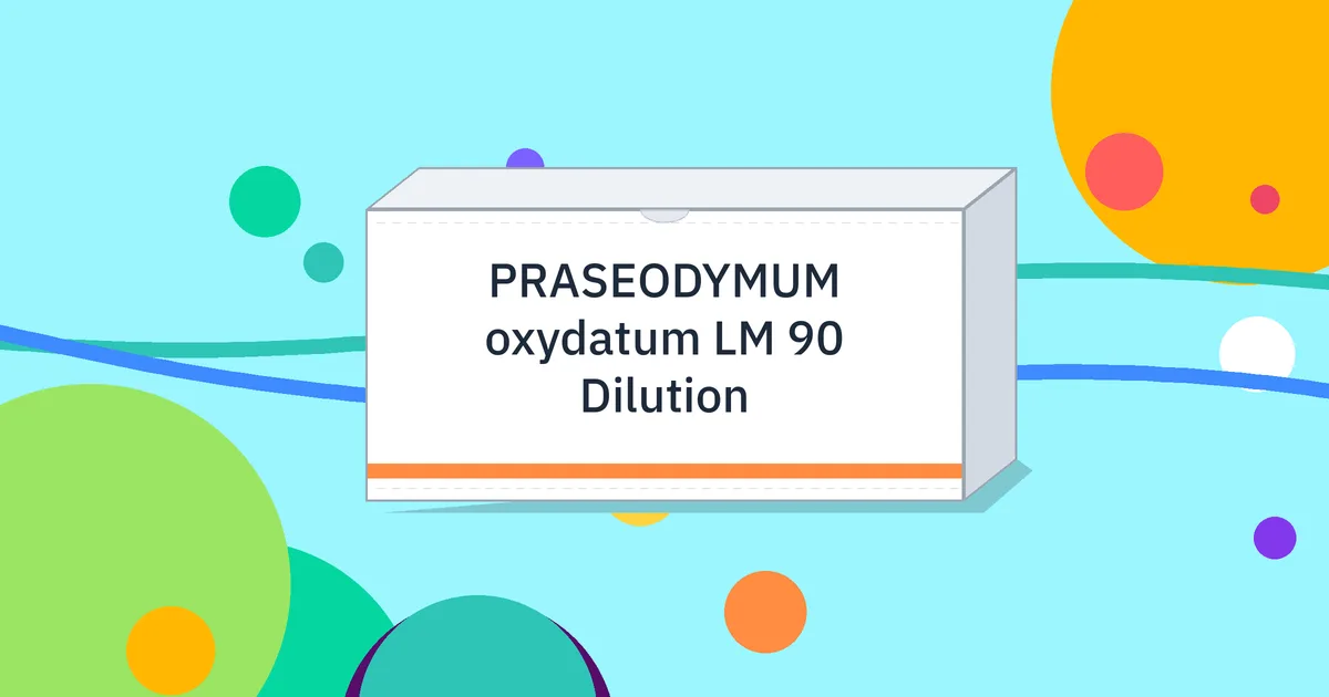 Symbolbild: Packung mit der Aufschrift PRASEODYMUM oxydatum LM 90 Dilution (PZN 13666864) – Verfügbarkeit und Bezug in Apotheken in Frankfurt am Main