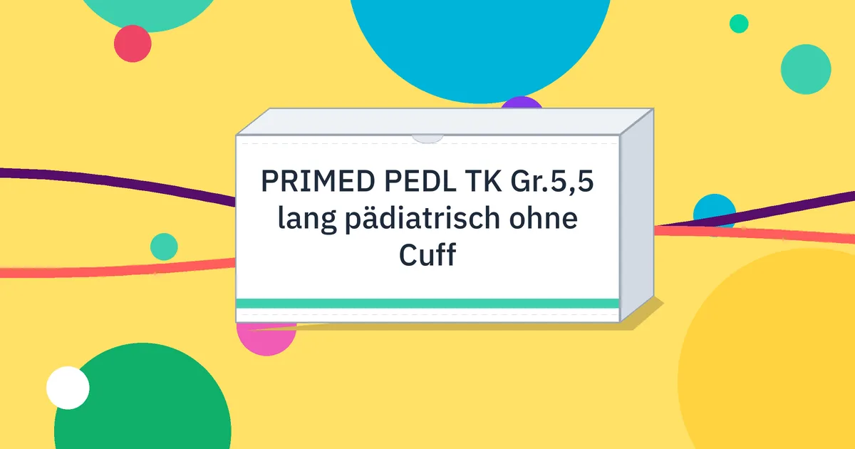 Symbolbild: Packung mit der Aufschrift PRIMED PEDL TK Gr.5,5 lang pädiatrisch ohne Cuff (PZN 14365082) – Verfügbarkeit und Bezug in Apotheken in Frankfurt am Main
