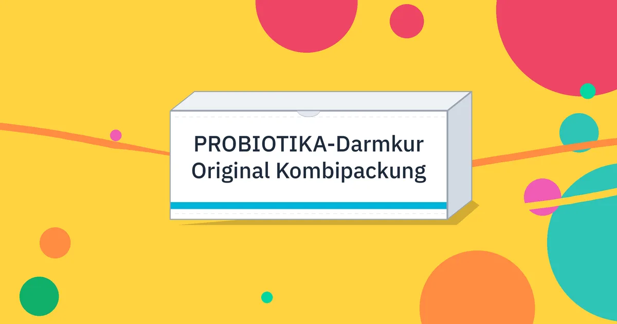 Symbolbild: Packung mit der Aufschrift PROBIOTIKA-Darmkur Original Kombipackung (PZN 19889358) – Verfügbarkeit und Bezug in Apotheken in Frankfurt am Main