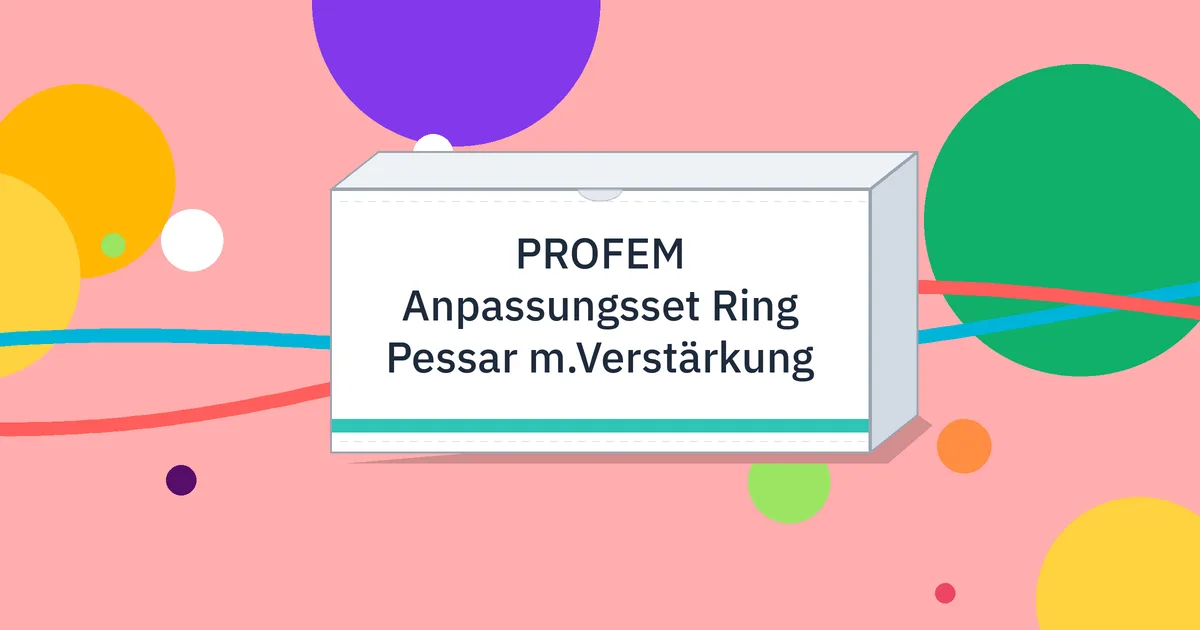 Symbolbild: Packung mit der Aufschrift PROFEM Anpassungsset Ring Pessar m.Verstärkung (PZN 19124503) – Verfügbarkeit und Bezug in Apotheken in Frankfurt am Main