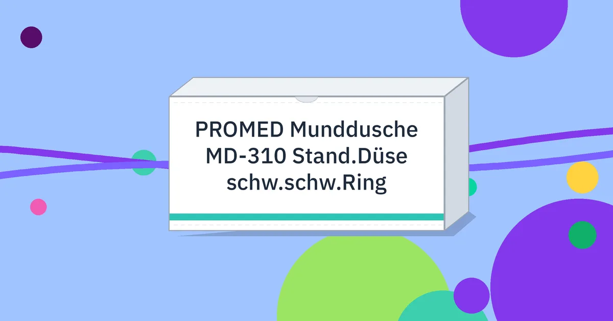 Symbolbild: Packung mit der Aufschrift PROMED Munddusche MD-310 Stand.Düse schw.schw.Ring (PZN 20843611) – Verfügbarkeit und Bezug in Apotheken in Frankfurt am Main