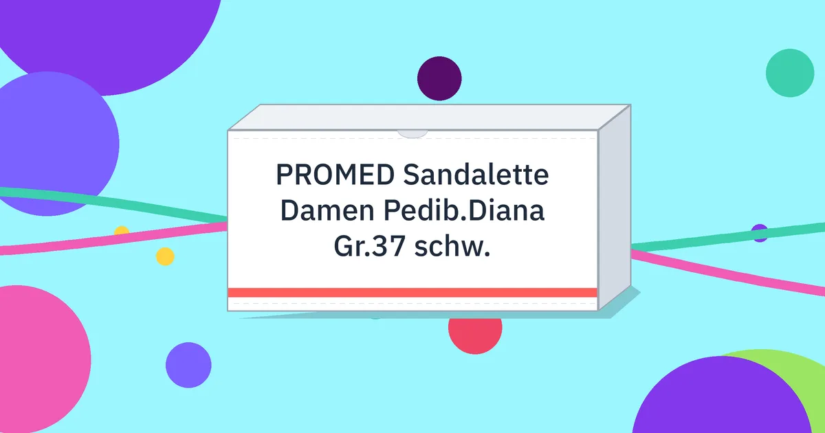 Symbolbild: Packung mit der Aufschrift PROMED Sandalette Damen Pedib.Diana Gr.37 schw. (PZN 11709919) – Verfügbarkeit und Bezug in Apotheken in Frankfurt am Main