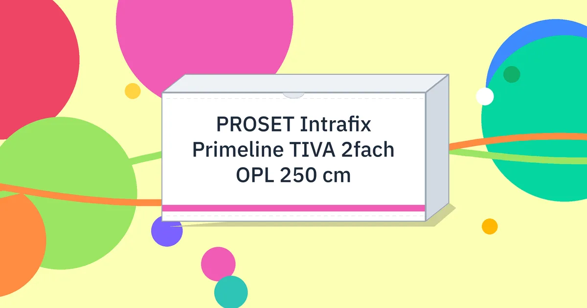 Symbolbild: Packung mit der Aufschrift PROSET Intrafix Primeline TIVA 2fach OPL 250 cm (PZN 18138101) – Verfügbarkeit und Bezug in Apotheken in Frankfurt am Main