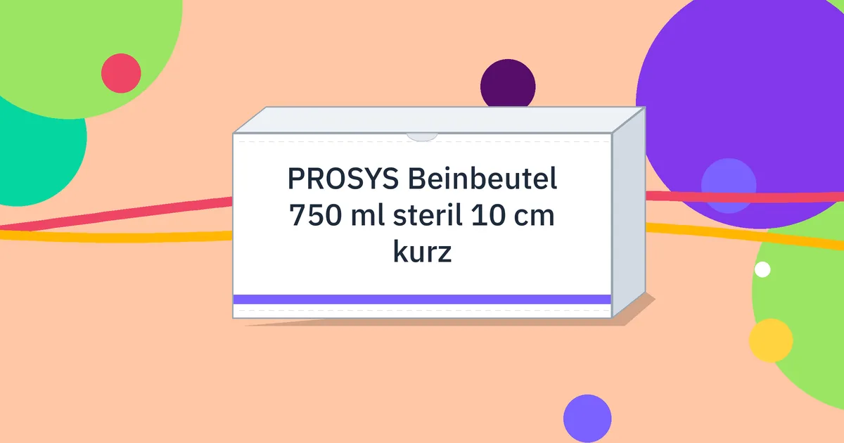 Symbolbild: Packung mit der Aufschrift PROSYS Beinbeutel 750 ml steril 10 cm kurz (PZN 11668818) – Verfügbarkeit und Bezug in Apotheken in Frankfurt am Main