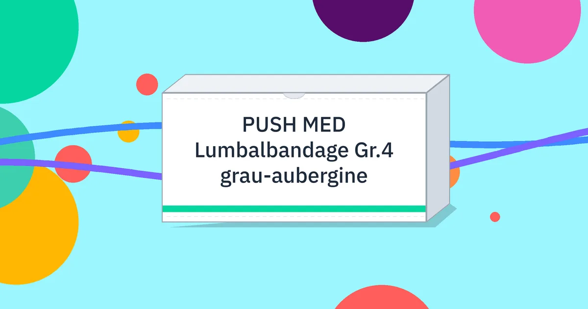 Symbolbild: Packung mit der Aufschrift PUSH MED Lumbalbandage Gr.4 grau-aubergine (PZN 04859038) – Verfügbarkeit und Bezug in Apotheken in Frankfurt am Main