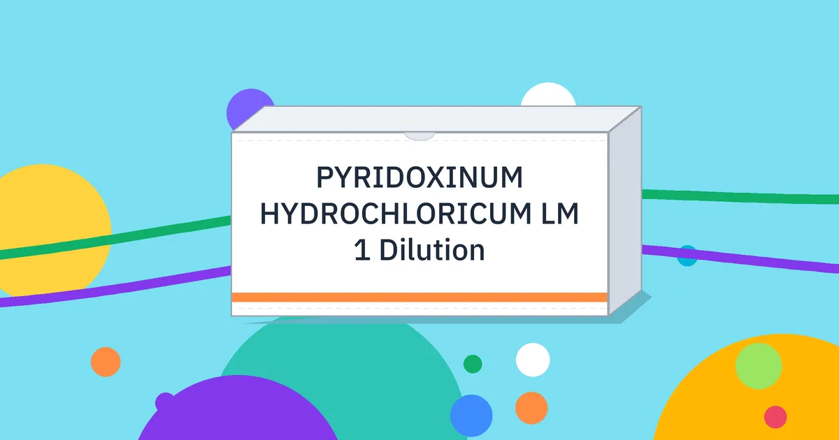 Symbolbild: Packung mit der Aufschrift PYRIDOXINUM HYDROCHLORICUM LM 1 Dilution (PZN 13672132) – Verfügbarkeit und Bezug in Apotheken in Frankfurt am Main