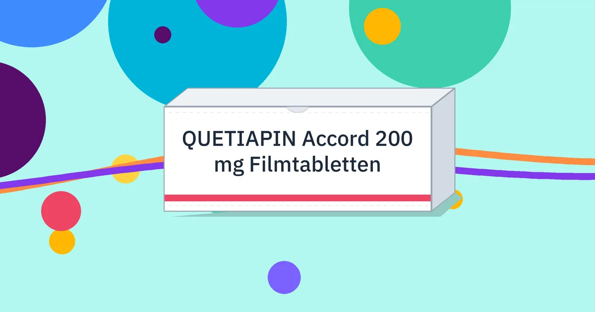 Symbolbild: Packung mit der Aufschrift QUETIAPIN Accord 200 mg Filmtabletten (PZN 13722864) – Verfügbarkeit und Bezug in Apotheken in Frankfurt am Main
