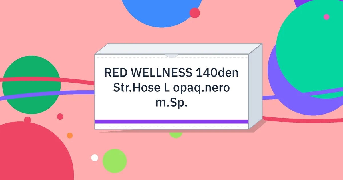 Symbolbild: Packung mit der Aufschrift RED WELLNESS 140den Str.Hose L opaq.nero m.Sp. (PZN 16176155) – Verfügbarkeit und Bezug in Apotheken in Frankfurt am Main