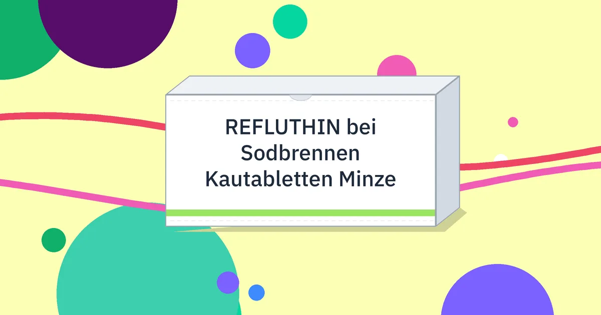Symbolbild: Packung mit der Aufschrift REFLUTHIN bei Sodbrennen Kautabletten Minze (PZN 16011365) – Verfügbarkeit und Bezug in Apotheken in Frankfurt am Main