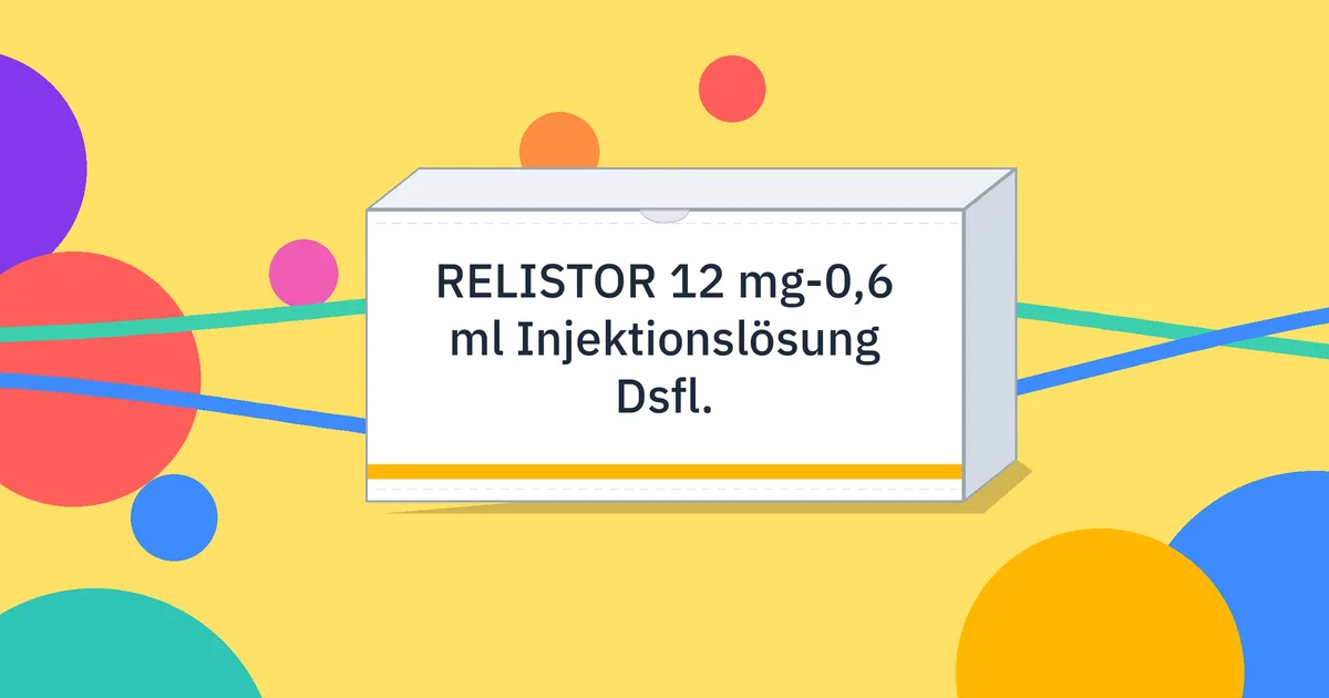 Symbolbild: Packung mit der Aufschrift RELISTOR 12 mg-0,6 ml Injektionslösung Dsfl. (PZN 14130775) – Verfügbarkeit und Bezug in Apotheken in Frankfurt am Main