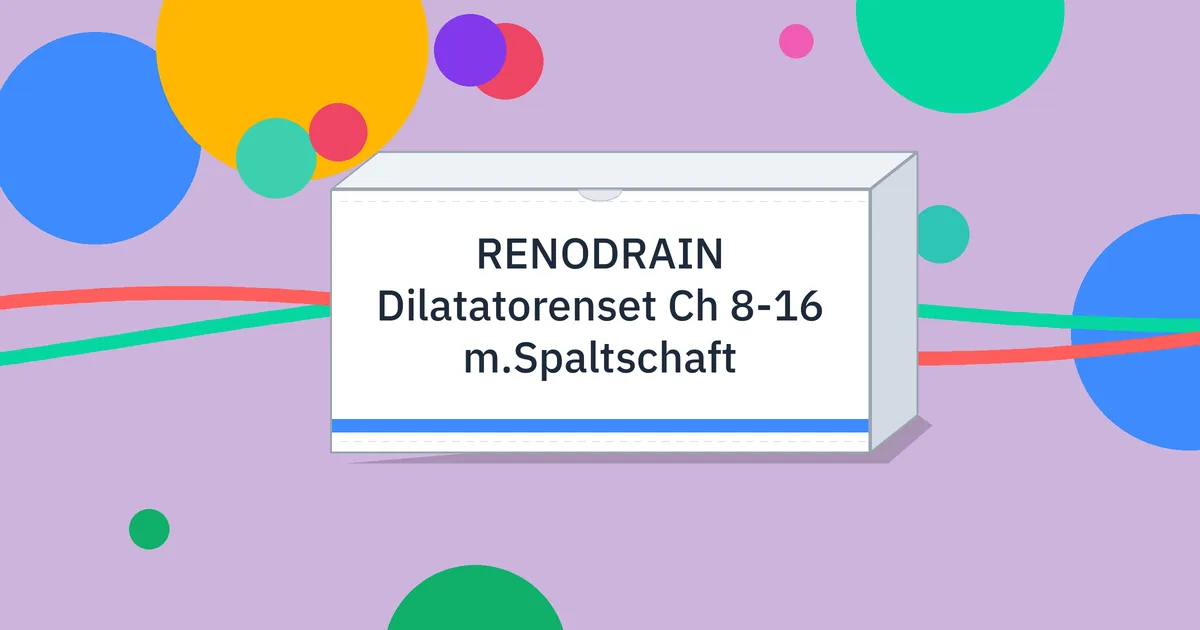 Symbolbild: Packung mit der Aufschrift RENODRAIN Dilatatorenset Ch 8-16 m.Spaltschaft (PZN 00444470) – Verfügbarkeit und Bezug in Apotheken in Frankfurt am Main