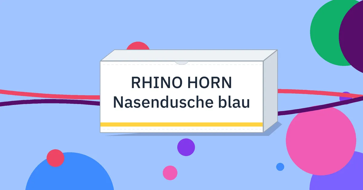 Symbolbild: Packung mit der Aufschrift RHINO HORN Nasendusche blau (PZN 17185162) – Verfügbarkeit und Bezug in Apotheken in Frankfurt am Main