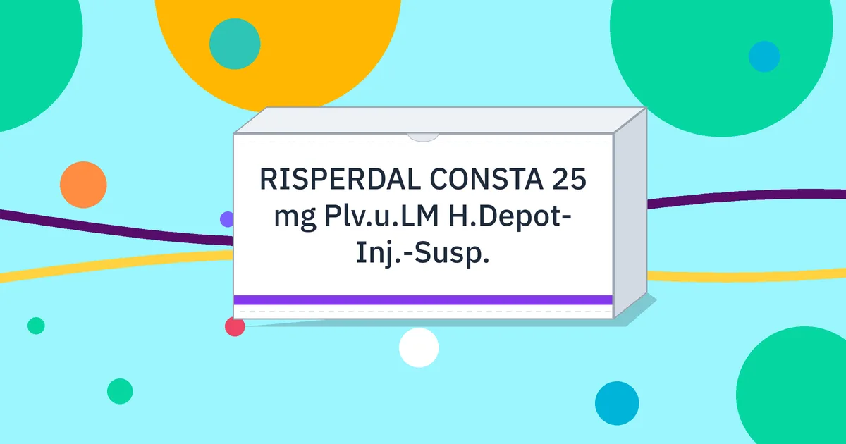 Symbolbild: Packung mit der Aufschrift RISPERDAL CONSTA 25 mg Plv.u.LM H.Depot-Inj.-Susp. (PZN 18336657) – Verfügbarkeit und Bezug in Apotheken in Frankfurt am Main