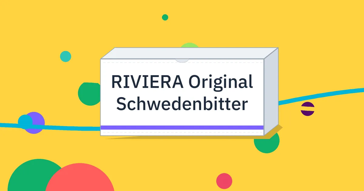 Symbolbild: Packung mit der Aufschrift RIVIERA Original Schwedenbitter (PZN 10000886) – Verfügbarkeit und Bezug in Apotheken in Frankfurt am Main