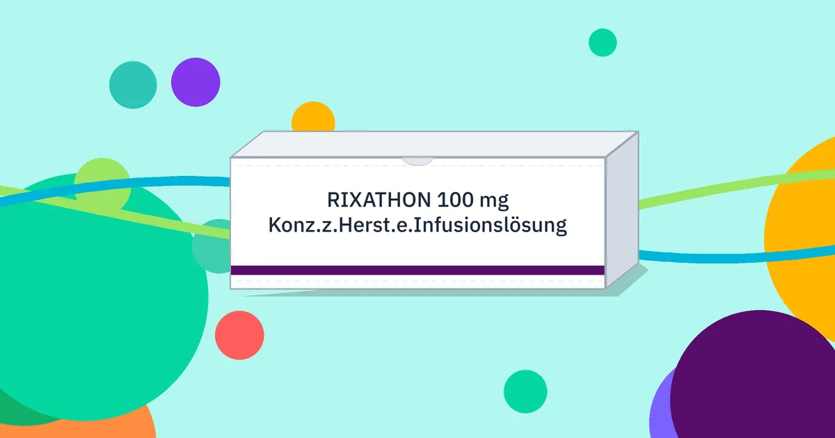 Symbolbild: Packung mit der Aufschrift RIXATHON 100 mg Konz.z.Herst.e.Infusionslösung (PZN 11874558) – Verfügbarkeit und Bezug in Apotheken in Frankfurt am Main