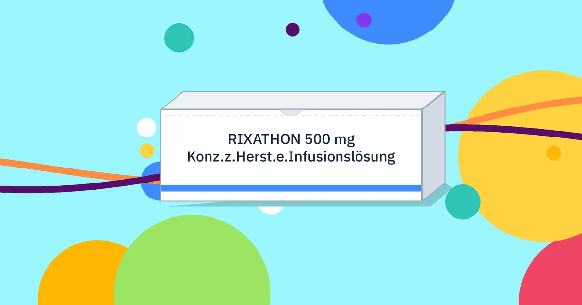 Symbolbild: Packung mit der Aufschrift RIXATHON 500 mg Konz.z.Herst.e.Infusionslösung (PZN 15194872) – Verfügbarkeit und Bezug in Apotheken in Frankfurt am Main