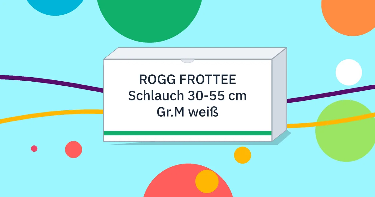 Symbolbild: Packung mit der Aufschrift ROGG FROTTEE Schlauch 30-55 cm Gr.M weiß (PZN 05963051) – Verfügbarkeit und Bezug in Apotheken in Frankfurt am Main