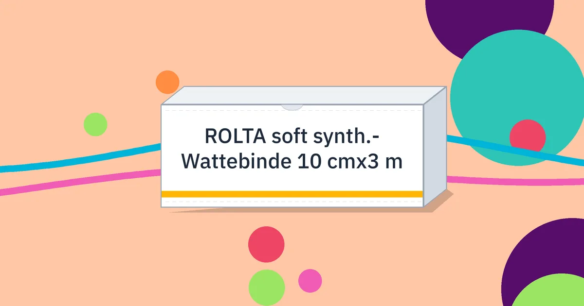 Symbolbild: Packung mit der Aufschrift ROLTA soft synth.-Wattebinde 10 cmx3 m (PZN 18363312) – Verfügbarkeit und Bezug in Apotheken in Frankfurt am Main