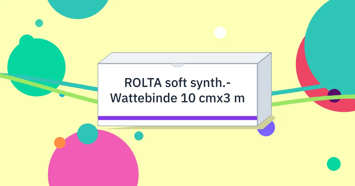 Symbolbild: Packung mit der Aufschrift ROLTA soft synth.-Wattebinde 10 cmx3 m (PZN 18716791) – Verfügbarkeit und Bezug in Apotheken in Frankfurt am Main
