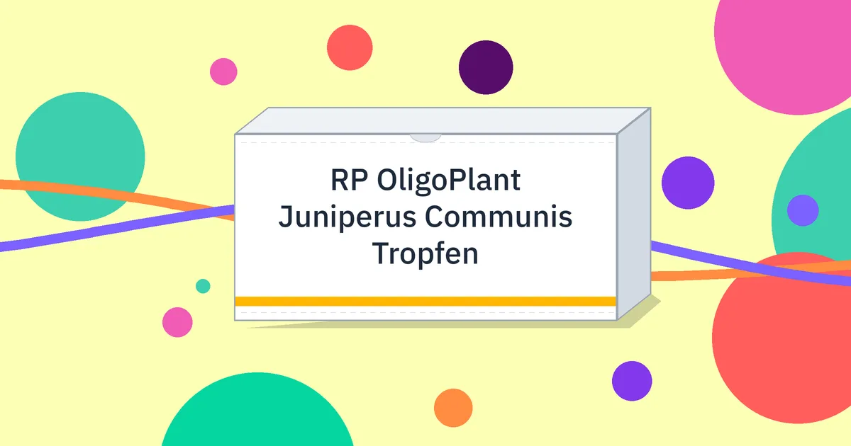 Symbolbild: Packung mit der Aufschrift RP OligoPlant Juniperus Communis Tropfen (PZN 00365747) – Verfügbarkeit und Bezug in Apotheken in Frankfurt am Main