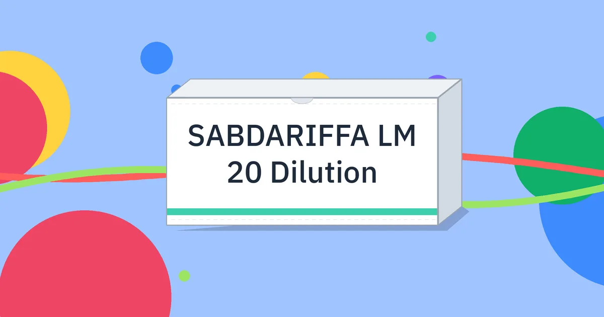 Symbolbild: Packung mit der Aufschrift SABDARIFFA LM 20 Dilution (PZN 13175534) – Verfügbarkeit und Bezug in Apotheken in Frankfurt am Main
