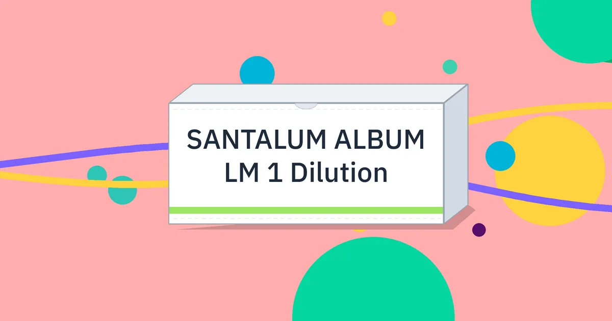 Symbolbild: Packung mit der Aufschrift SANTALUM ALBUM LM 1 Dilution (PZN 13684135) – Verfügbarkeit und Bezug in Apotheken in Frankfurt am Main