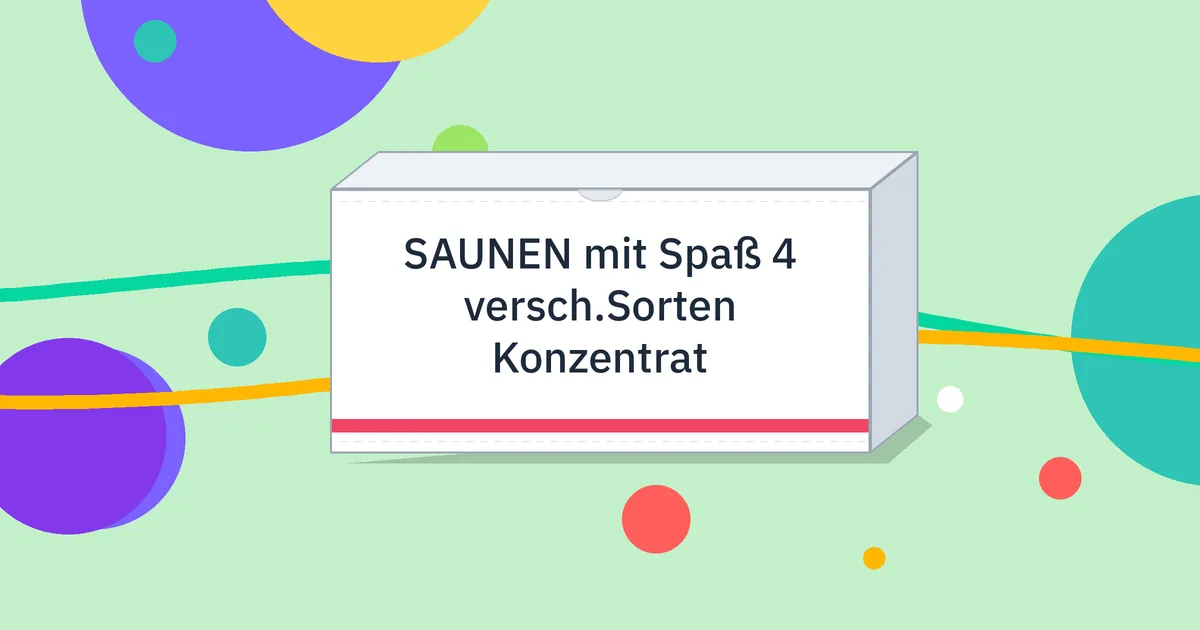 Symbolbild: Packung mit der Aufschrift SAUNEN mit Spaß 4 versch.Sorten Konzentrat (PZN 04655330) – Verfügbarkeit und Bezug in Apotheken in Frankfurt am Main