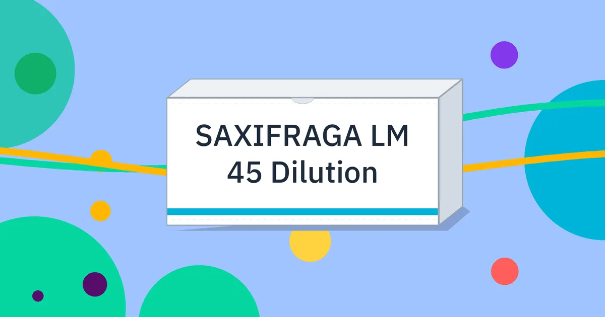 Symbolbild: Packung mit der Aufschrift SAXIFRAGA LM 45 Dilution (PZN 13688788) – Verfügbarkeit und Bezug in Apotheken in Frankfurt am Main