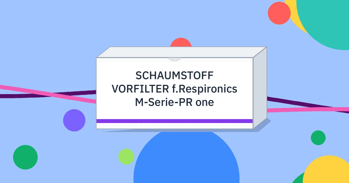 Symbolbild: Packung mit der Aufschrift SCHAUMSTOFF VORFILTER f.Respironics M-Serie-PR one (PZN 17432471) – Verfügbarkeit und Bezug in Apotheken in Frankfurt am Main