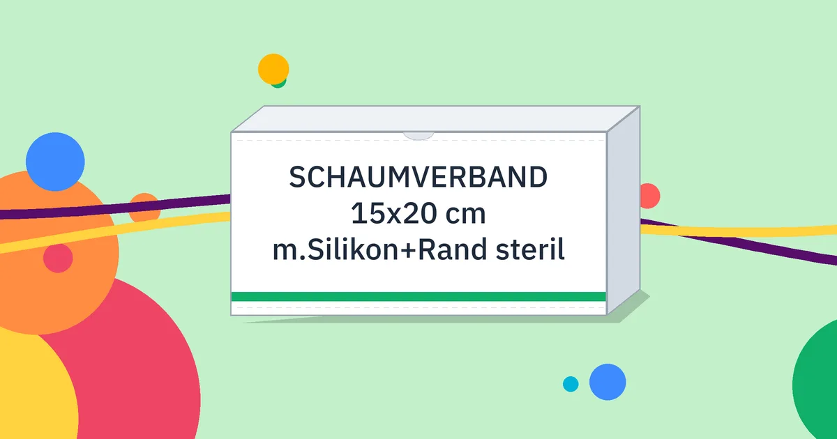 Symbolbild: Packung mit der Aufschrift SCHAUMVERBAND 15x20 cm m.Silikon+Rand steril (PZN 19509249) – Verfügbarkeit und Bezug in Apotheken in Frankfurt am Main