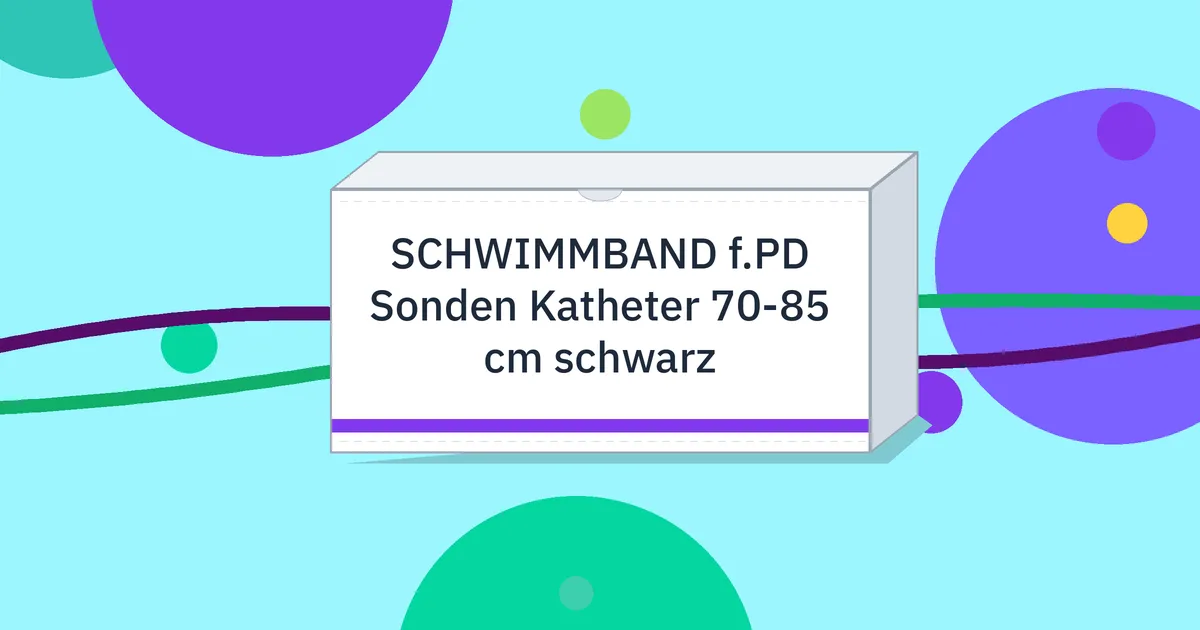 Symbolbild: Packung mit der Aufschrift SCHWIMMBAND f.PD Sonden Katheter 70-85 cm schwarz (PZN 15391437) – Verfügbarkeit und Bezug in Apotheken in Frankfurt am Main