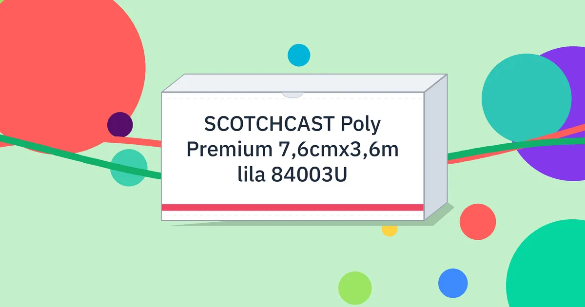 Symbolbild: Packung mit der Aufschrift SCOTCHCAST Poly Premium 7,6cmx3,6m lila 84003U (PZN 10082861) – Verfügbarkeit und Bezug in Apotheken in Frankfurt am Main