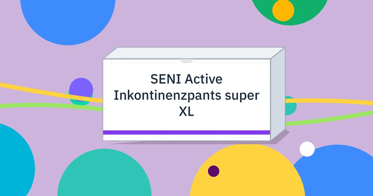Symbolbild: Packung mit der Aufschrift SENI Active Inkontinenzpants super XL (PZN 16697807) – Verfügbarkeit und Bezug in Apotheken in Frankfurt am Main
