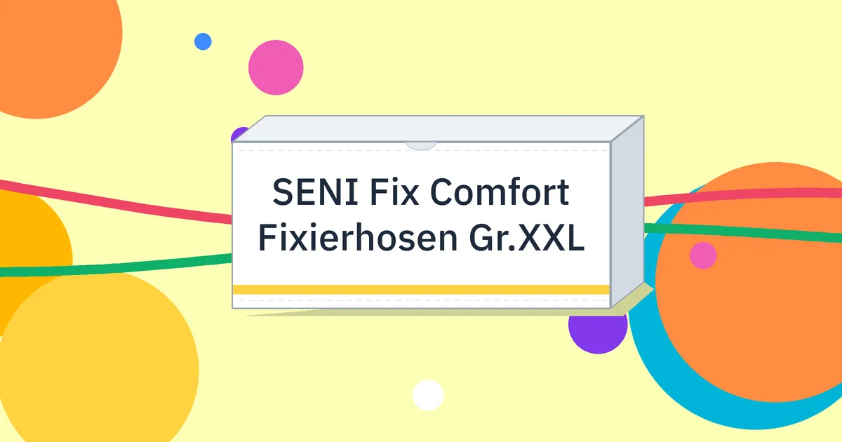 Symbolbild: Packung mit der Aufschrift SENI Fix Comfort Fixierhosen Gr.XXL (PZN 12664923) – Verfügbarkeit und Bezug in Apotheken in Frankfurt am Main