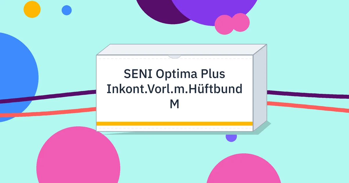 Symbolbild: Packung mit der Aufschrift SENI Optima Plus Inkont.Vorl.m.Hüftbund M (PZN 18012423) – Verfügbarkeit und Bezug in Apotheken in Frankfurt am Main