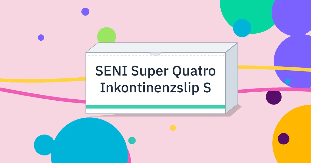 Symbolbild: Packung mit der Aufschrift SENI Super Quatro Inkontinenzslip S (PZN 11229007) – Verfügbarkeit und Bezug in Apotheken in Frankfurt am Main
