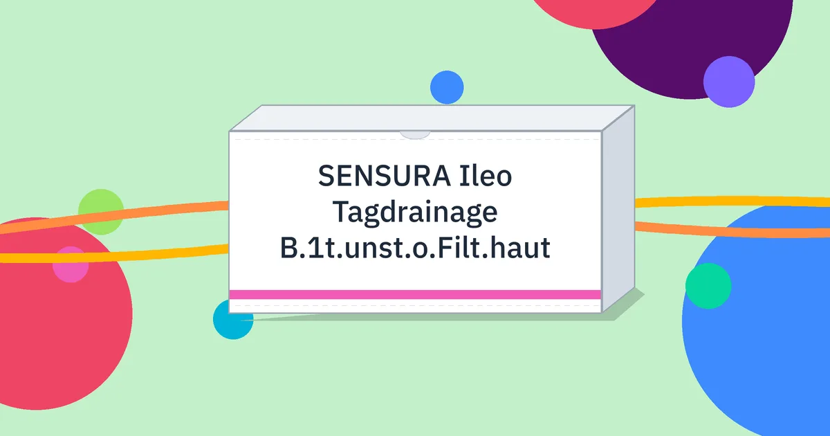 Symbolbild: Packung mit der Aufschrift SENSURA Ileo Tagdrainage B.1t.unst.o.Filt.haut (PZN 07419699) – Verfügbarkeit und Bezug in Apotheken in Frankfurt am Main