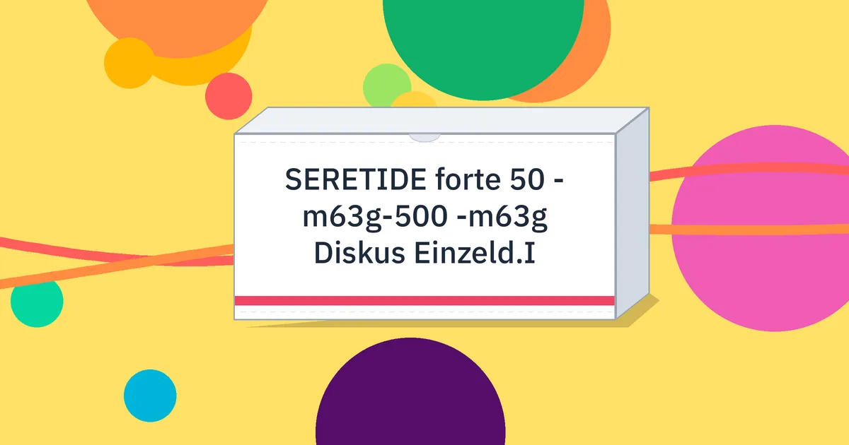 Symbolbild: Packung mit der Aufschrift SERETIDE forte 50 -m63g-500 -m63g Diskus Einzeld.I (PZN 15655988) – Verfügbarkeit und Bezug in Apotheken in Frankfurt am Main