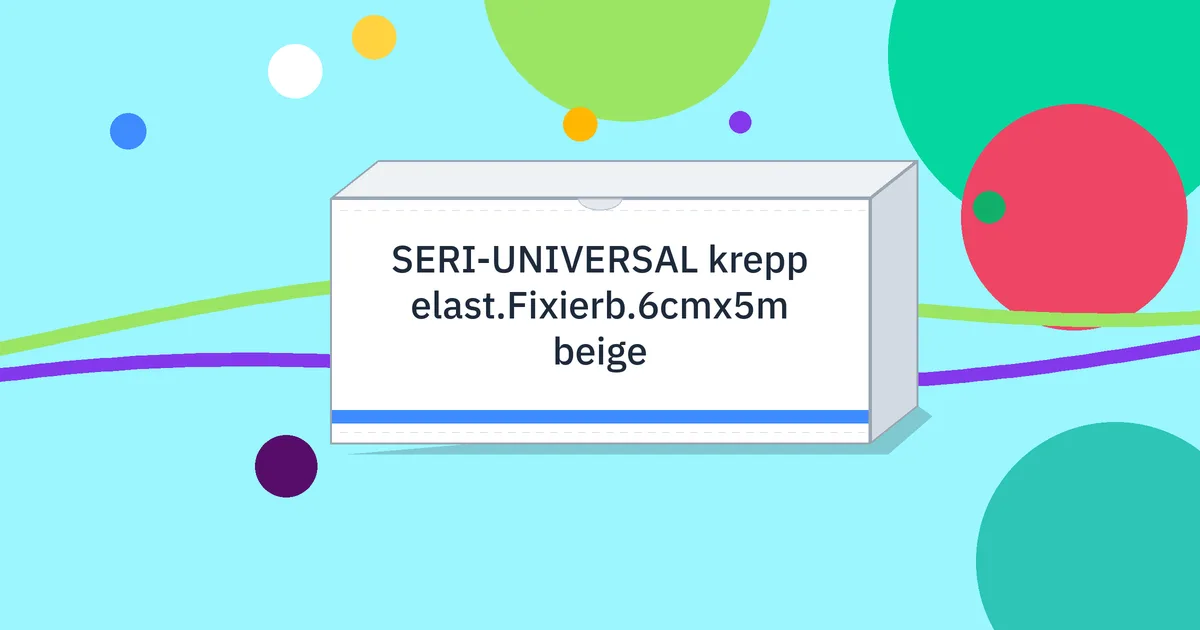 Symbolbild: Packung mit der Aufschrift SERI-UNIVERSAL krepp elast.Fixierb.6cmx5m beige (PZN 20891722) – Verfügbarkeit und Bezug in Apotheken in Frankfurt am Main