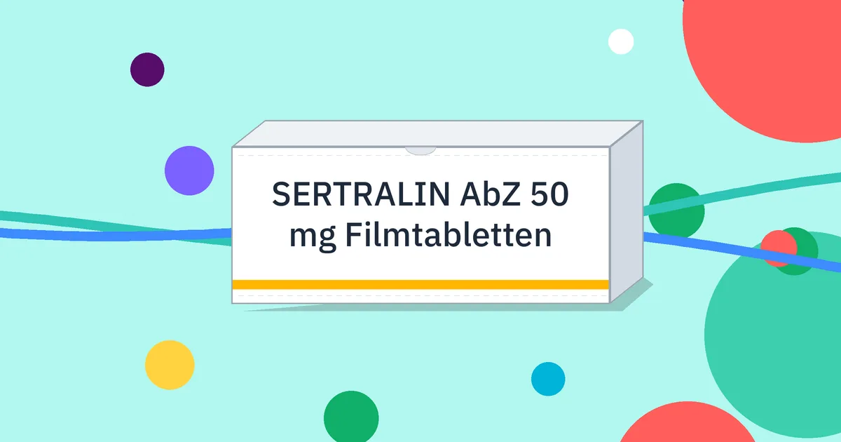 Symbolbild: Packung mit der Aufschrift SERTRALIN AbZ 50 mg Filmtabletten (PZN 00012842) – Verfügbarkeit und Bezug in Apotheken in Frankfurt am Main
