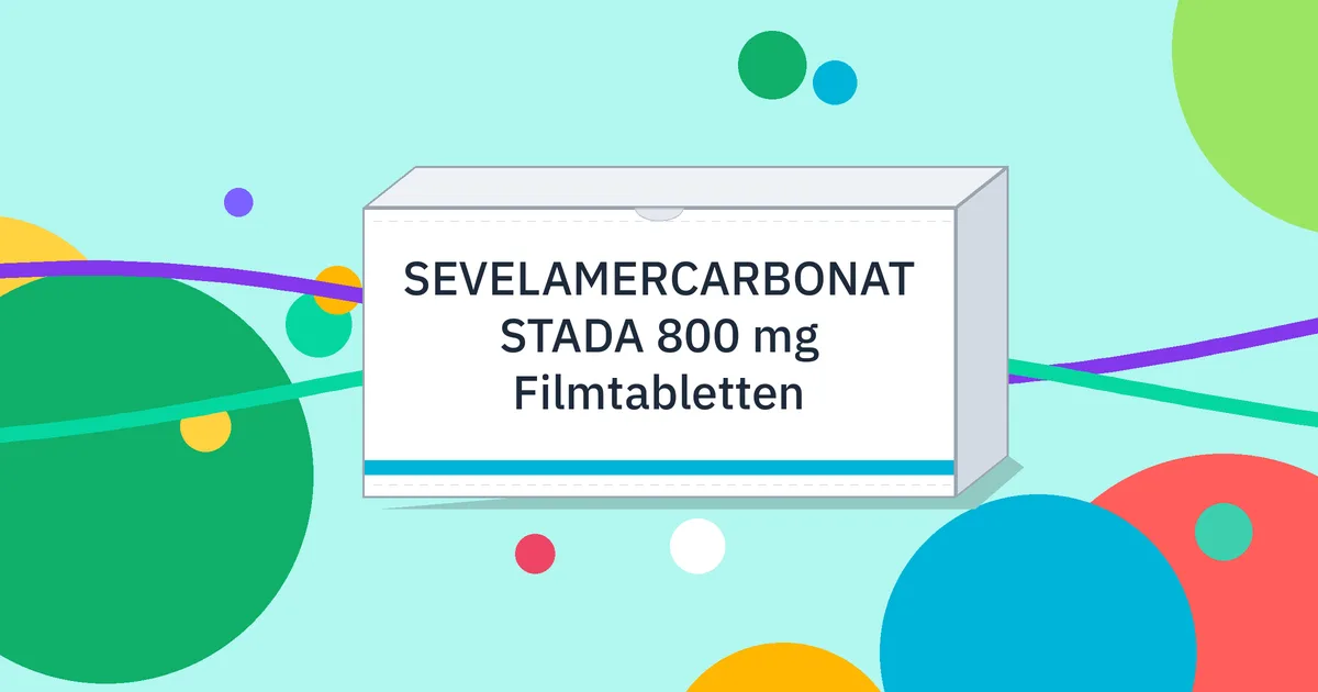 Symbolbild: Packung mit der Aufschrift SEVELAMERCARBONAT STADA 800 mg Filmtabletten (PZN 18156487) – Verfügbarkeit und Bezug in Apotheken in Frankfurt am Main