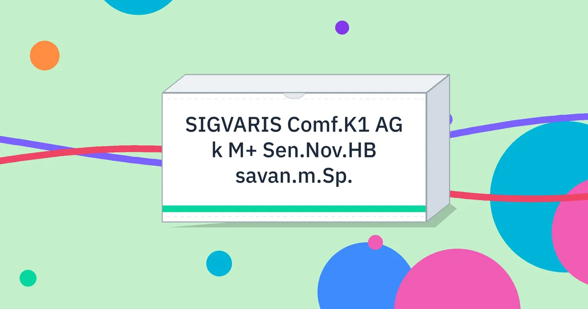 Symbolbild: Packung mit der Aufschrift SIGVARIS Comf.K1 AG k M+ Sen.Nov.HB savan.m.Sp. (PZN 17103738) – Verfügbarkeit und Bezug in Apotheken in Frankfurt am Main