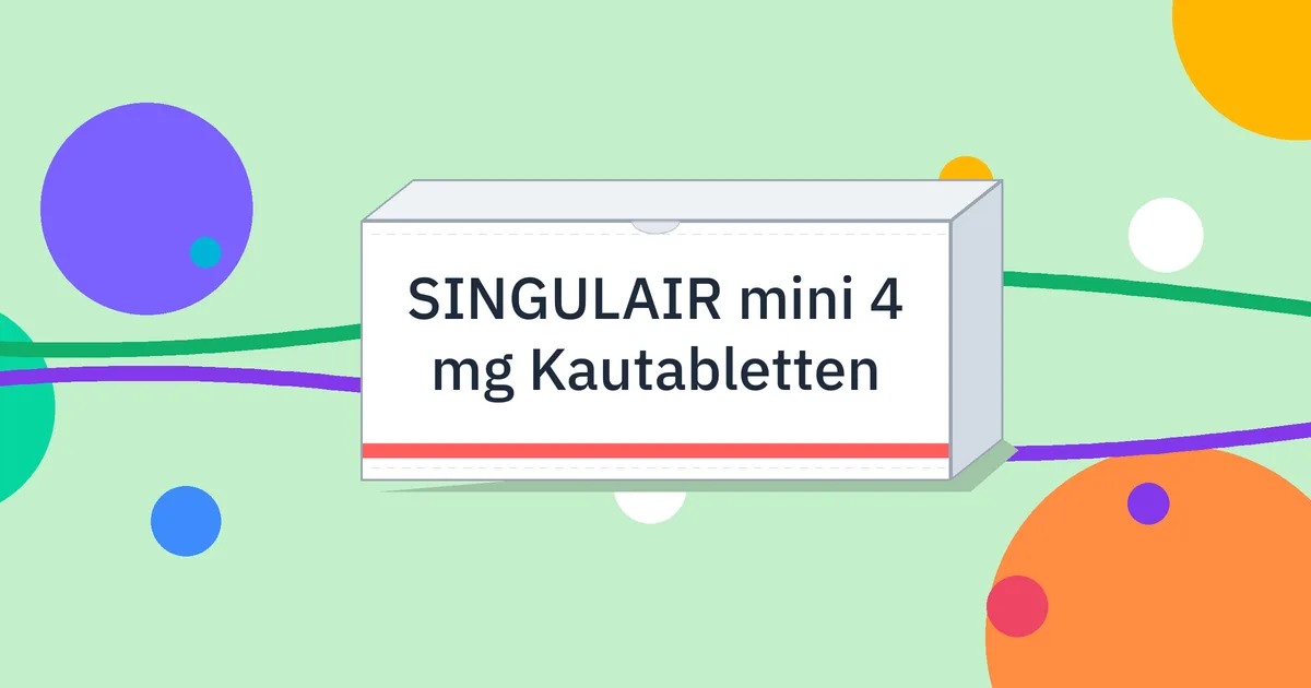 Symbolbild: Packung mit der Aufschrift SINGULAIR mini 4 mg Kautabletten (PZN 01160355) – Verfügbarkeit und Bezug in Apotheken in Frankfurt am Main
