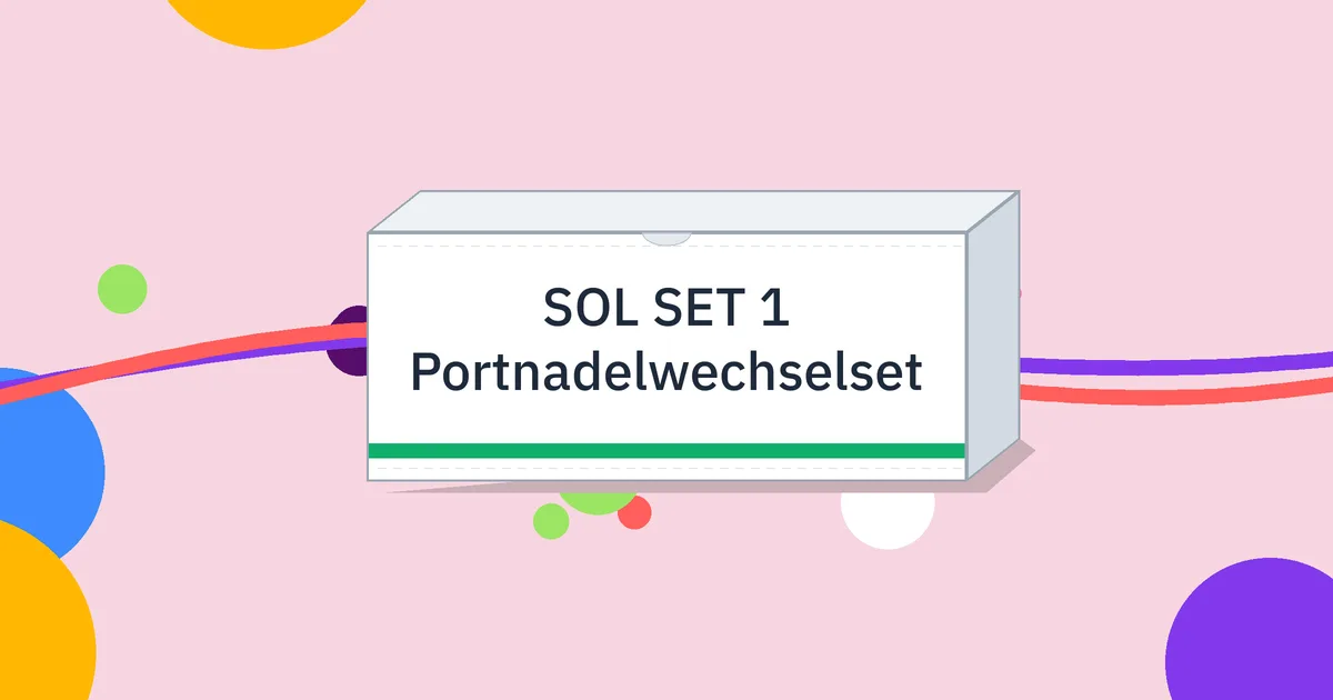 Symbolbild: Packung mit der Aufschrift SOL SET 1 Portnadelwechselset (PZN 13197085) – Verfügbarkeit und Bezug in Apotheken in Frankfurt am Main