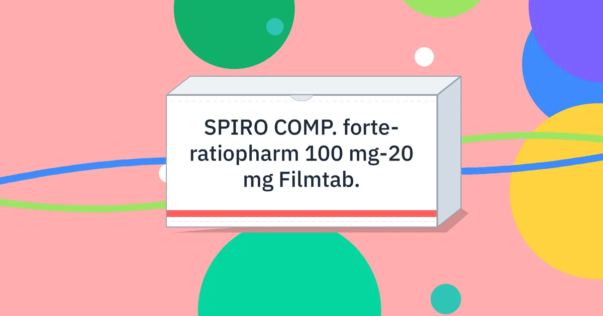 Symbolbild: Packung mit der Aufschrift SPIRO COMP. forte-ratiopharm 100 mg-20 mg Filmtab. (PZN 02788914) – Verfügbarkeit und Bezug in Apotheken in Frankfurt am Main